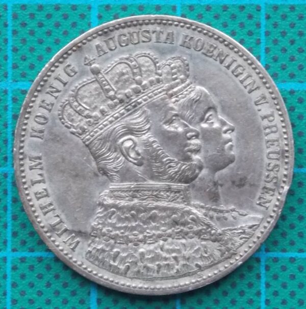 1861 KROENUNGS THALER WILHELM KOENIG AUGUSTA KING OF PRUSSIA