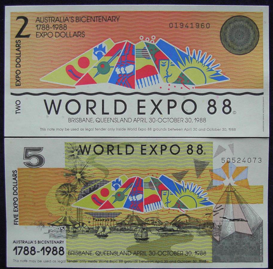 1988 Australia World Expo Bank notes