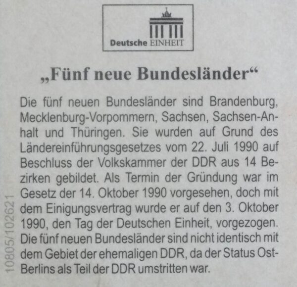 1990 GERMANY FIVE NEW STATES SILVER GOLD MEDALLION